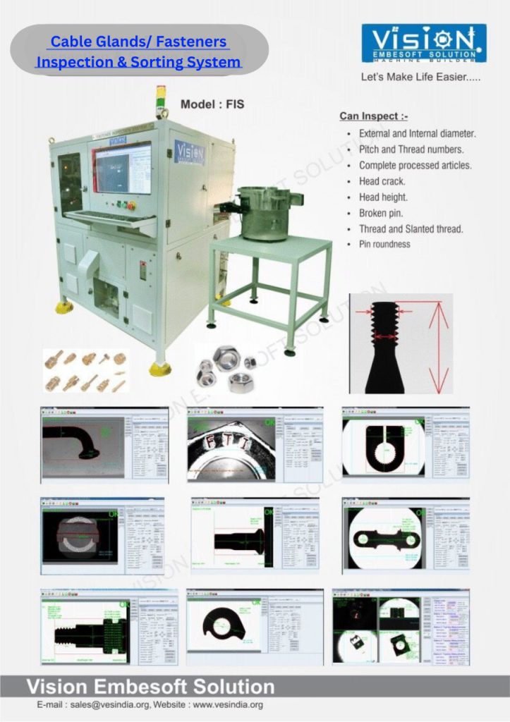 Cable Glands Inspection Sorting Machine - Machine Vision and Laser System