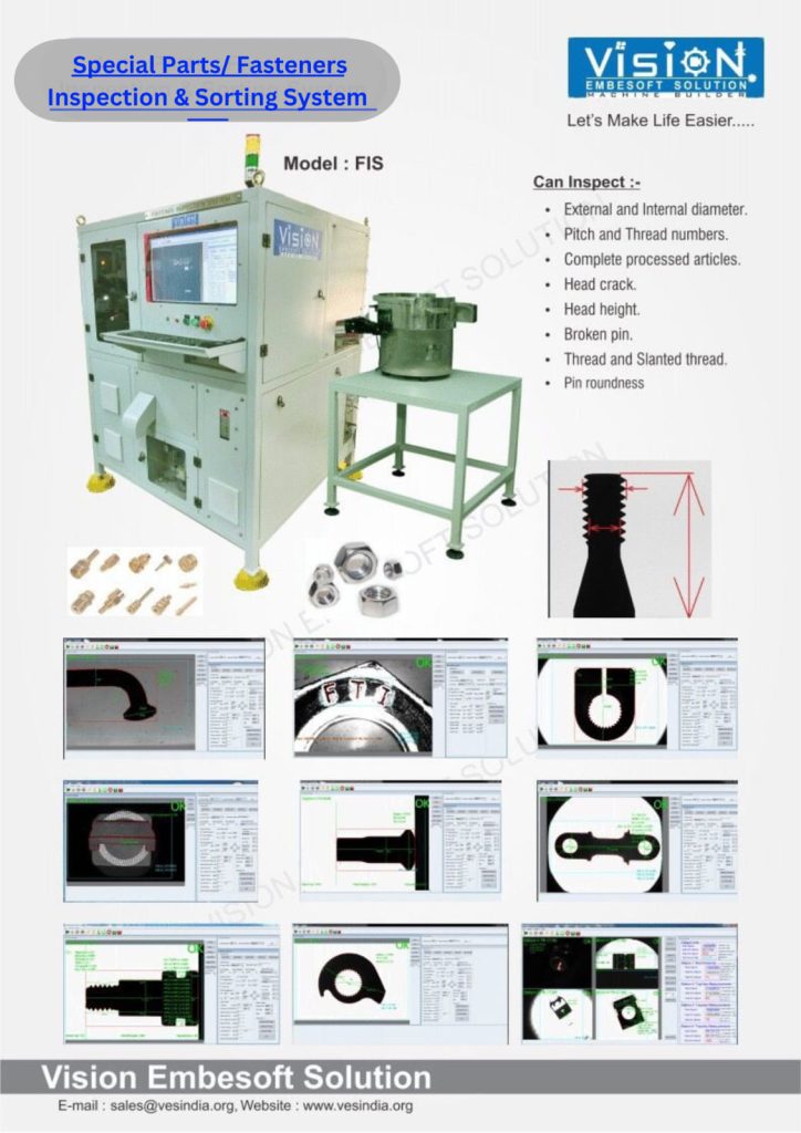 Special Parts Inspection Sorting Machine - Machine Vision and Laser System