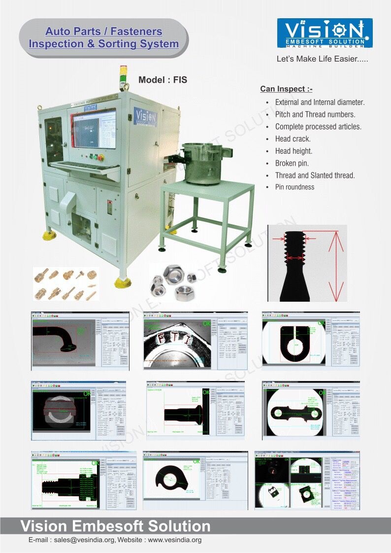 Screws Inspection Sorting Machine - Machine Vision and Laser System